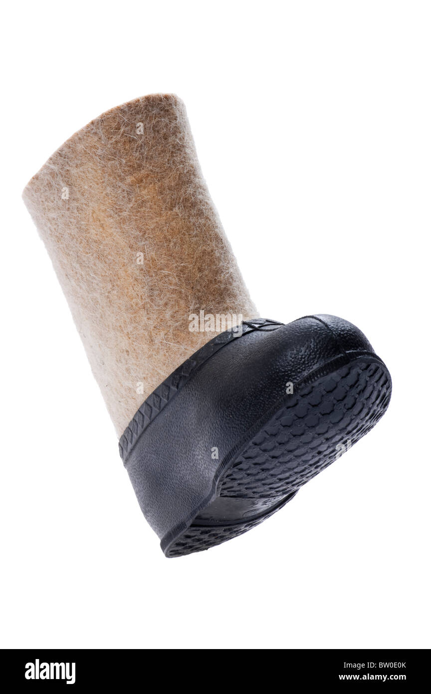 object on white - Felt boots close up Stock Photo - Alamy