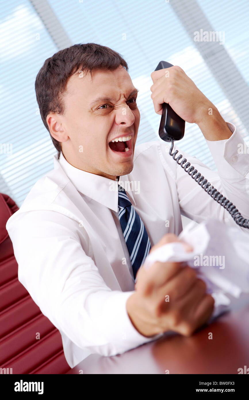 Image aggressive boss yelling telephone hi-res stock photography and ...