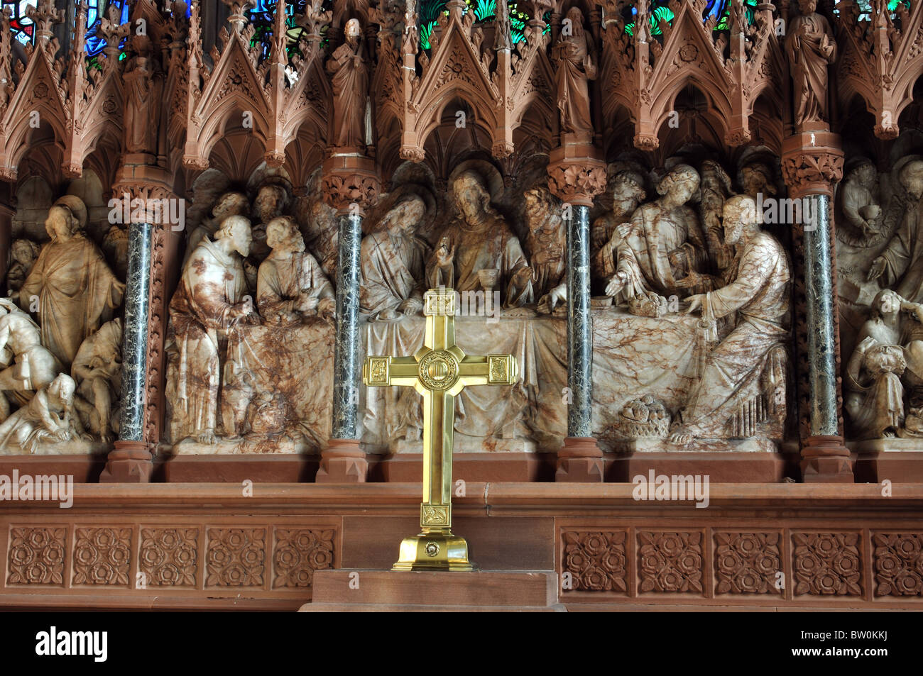 Last Supper detail of reredos, St. Martin`s Church, Birmingham, UK ...