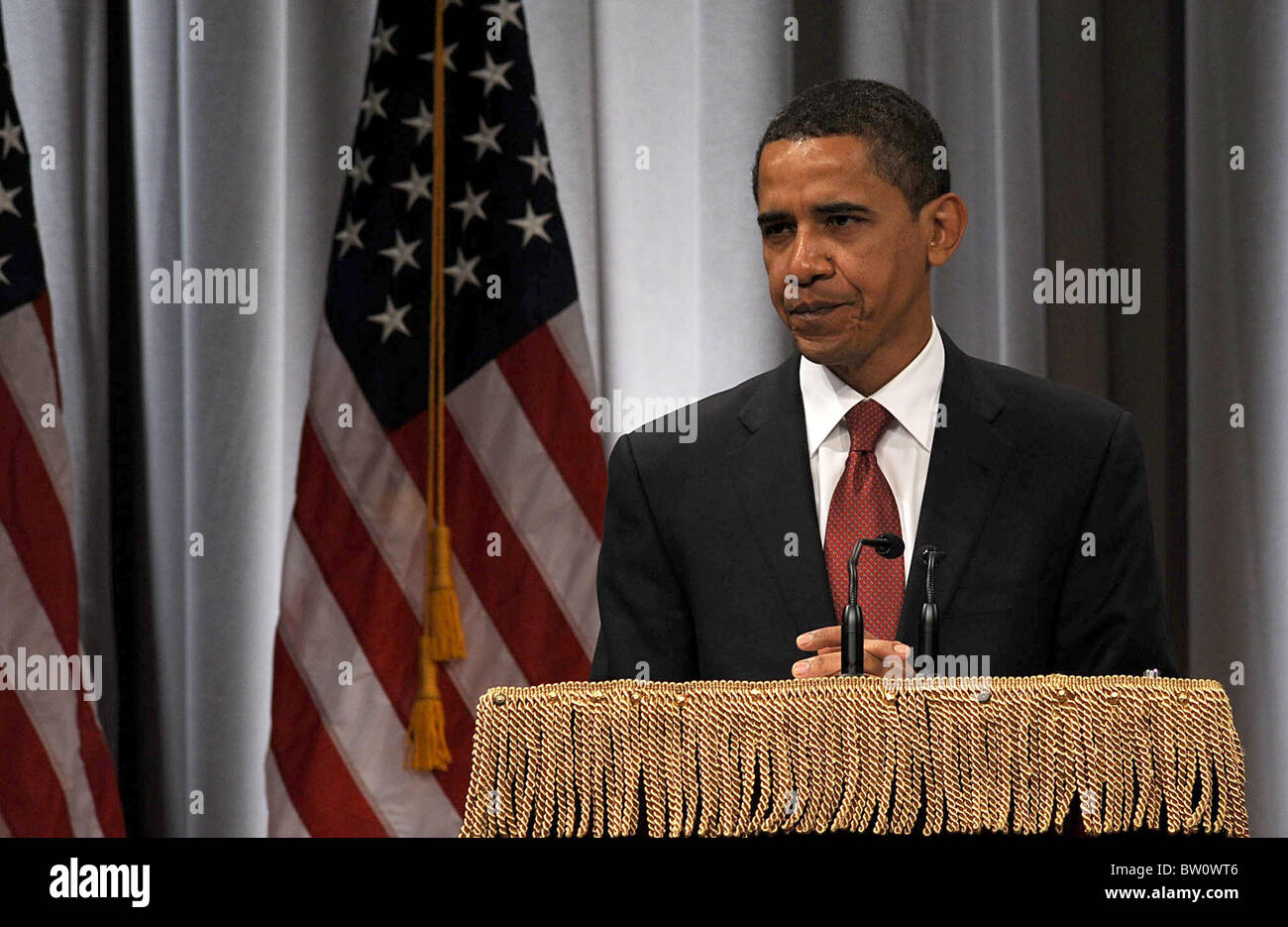 Obama Economic Speech on Presidential Campaign Trail Stock Photo - Alamy