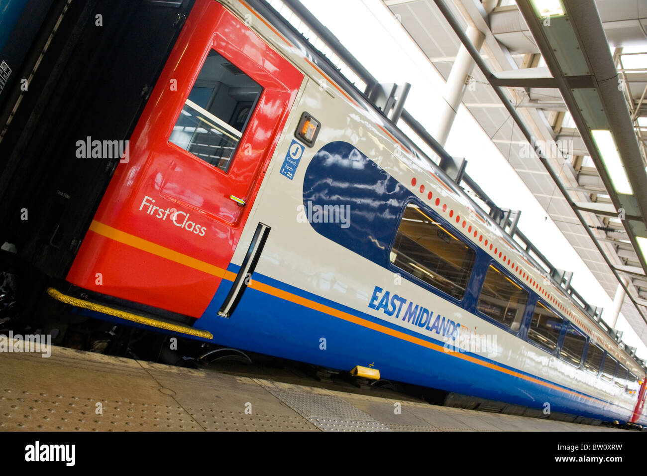 St Pancras East Midlands Trains first class train carriage or rolling ...