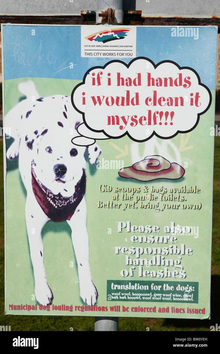 City of Cape Town poster for dog owners Stock Photo - Alamy