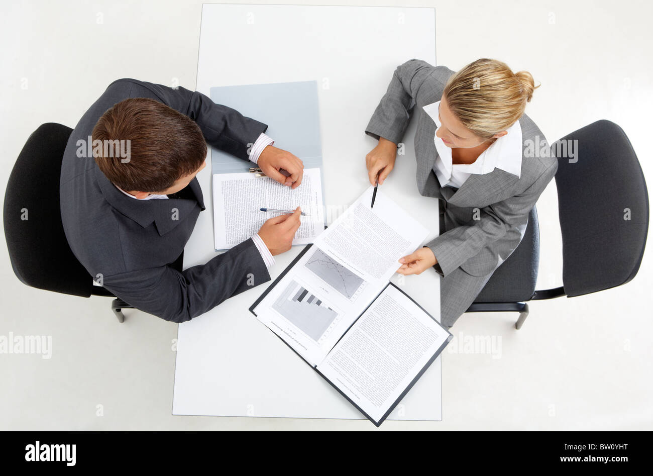 Above view of confident boss with secretary planning their work Stock ...