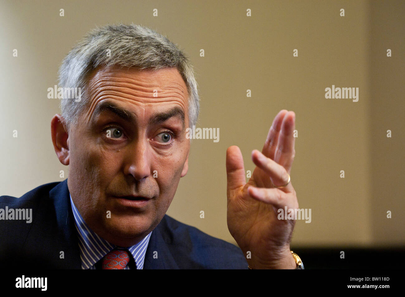 Peter Loescher, chief executive officer of Siemens AG, speaks during an ...