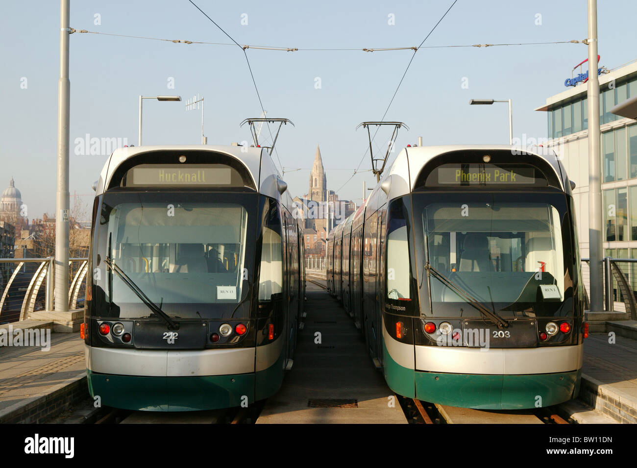 Nottingham Express Transit trams at Station Street terminus, Nottingham ...
