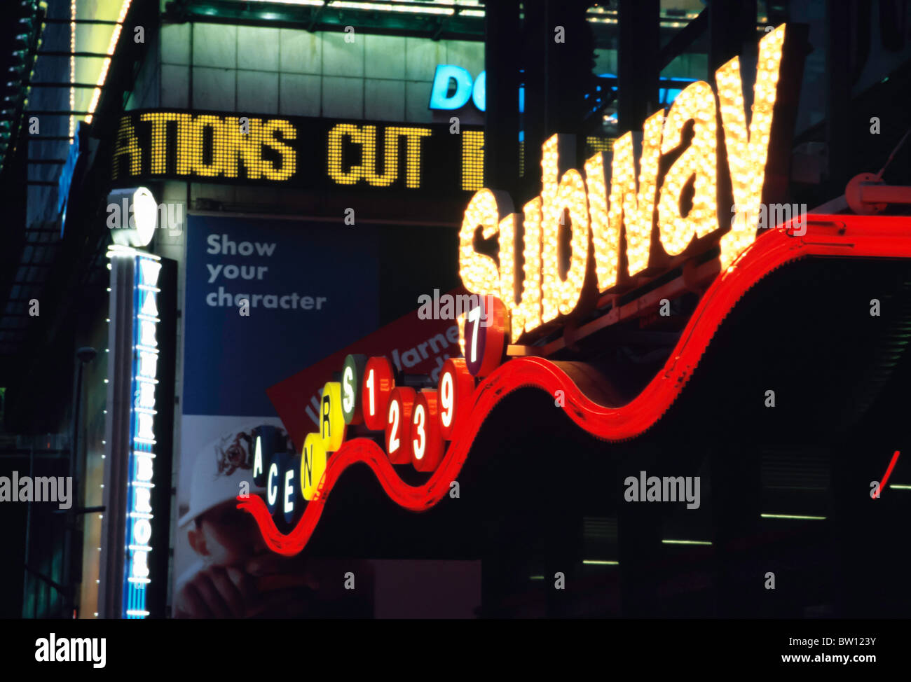Subway Sign at Night, NYC Stock Photo - Alamy