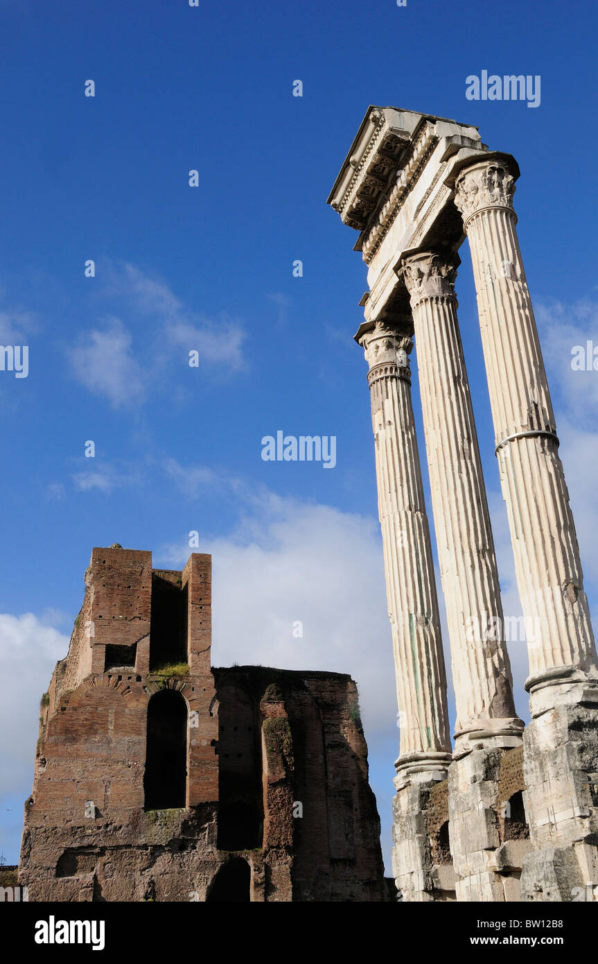 Three remaining columns of the Temple of Castor & Pollux with House of ...