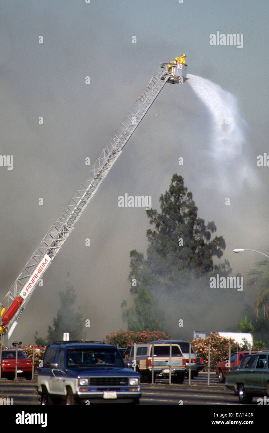 snorkel firetruck water spray extension ladder firefight smoke aerial ...