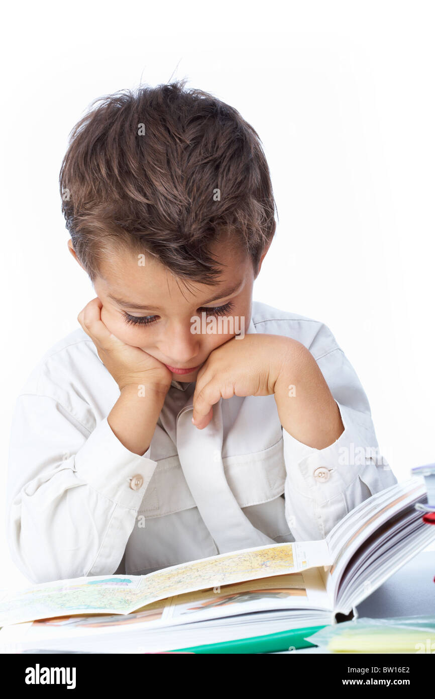Vertical image interested schoolkid reading hi-res stock photography ...