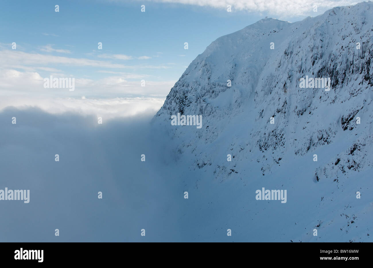 The Trinity face of Snowdon in winter Stock Photo - Alamy