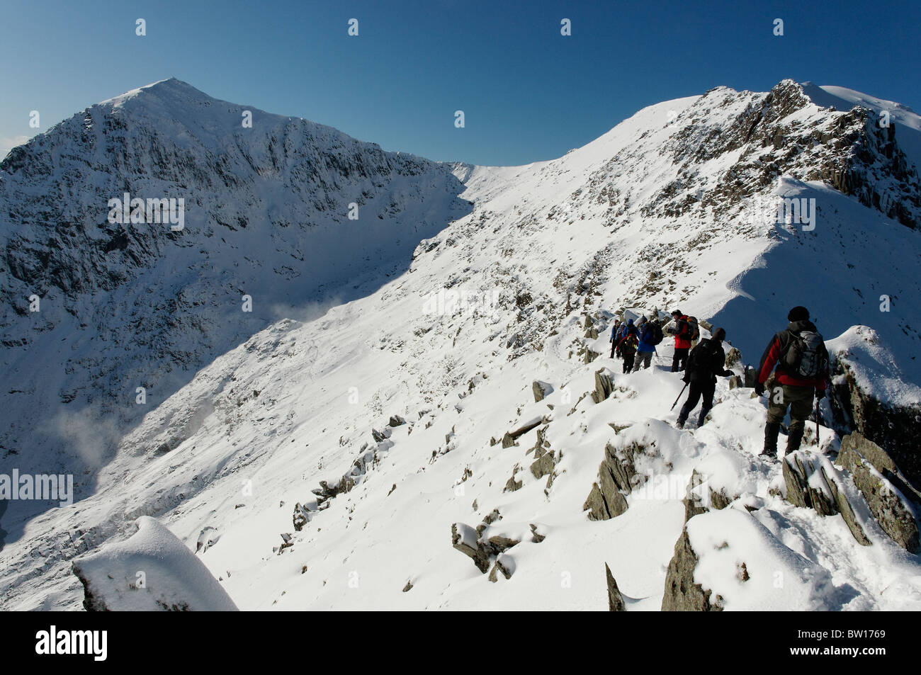 Climbing On Crib Goch Snowdonia High Resolution Stock Photography and ...
