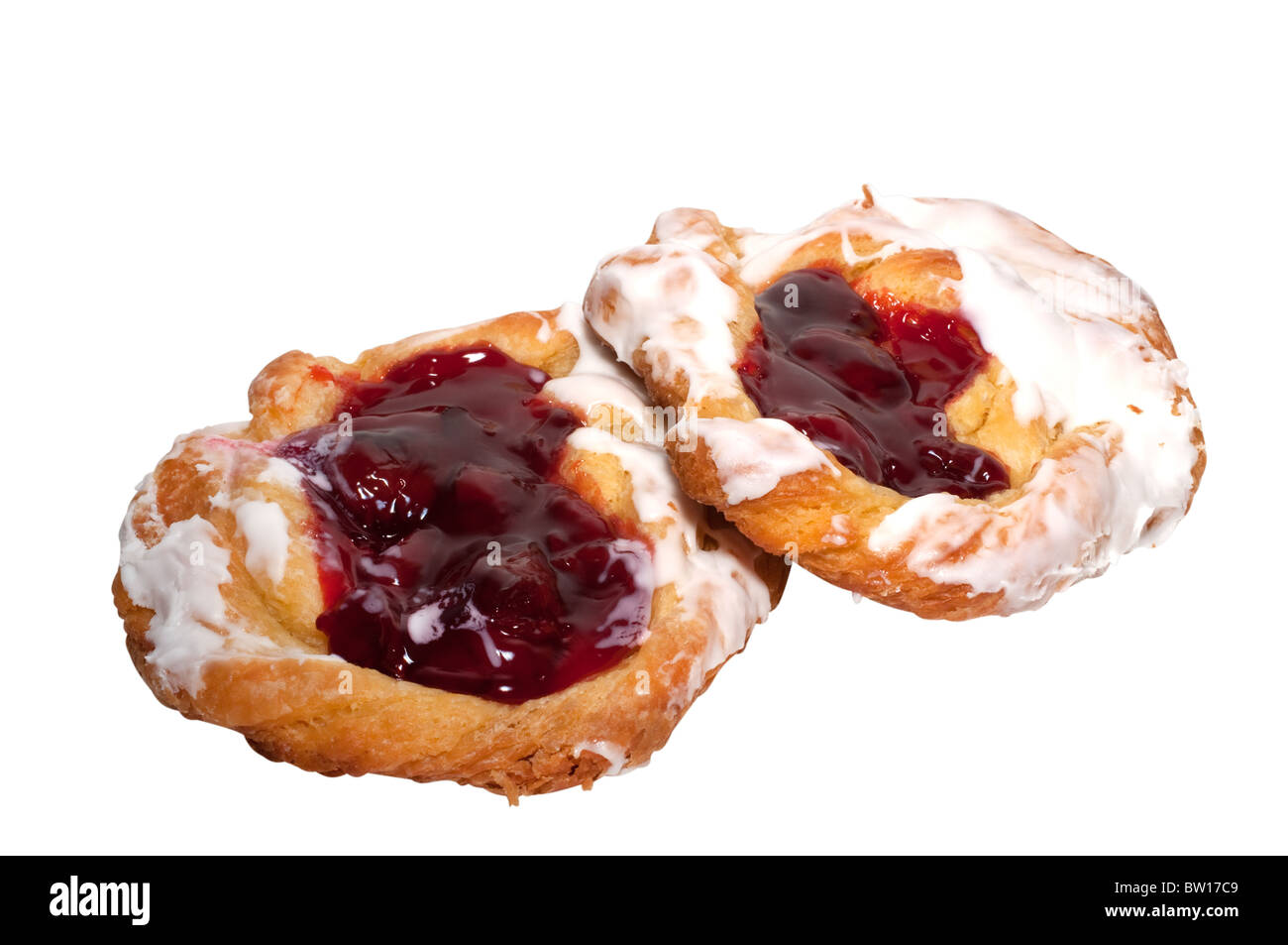 Two cherry danishes isolated on white background with clipping path ...