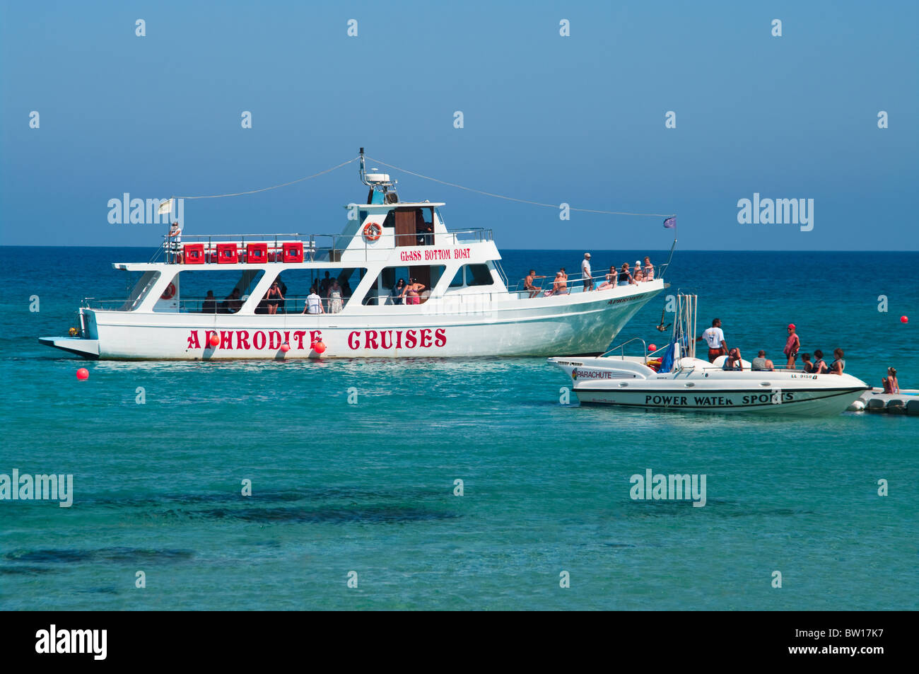 Cruise ship "Aphrodite" in Protaras harbor, Cyprus, Mediterranean ...