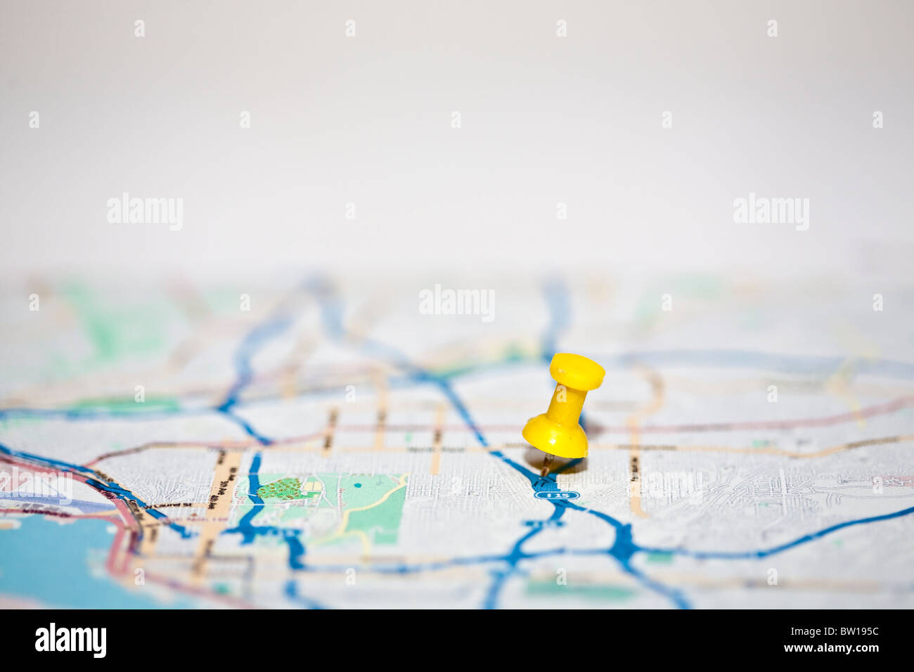 push pin in colorful map Stock Photo - Alamy