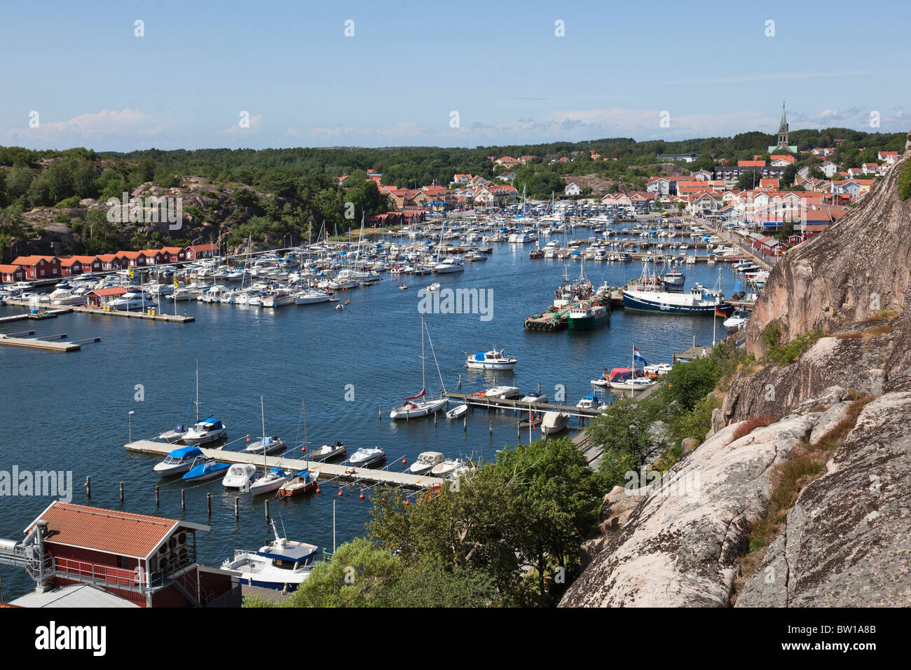 View of the Port of Grebbestad at the Swedish west coast Stock Photo ...