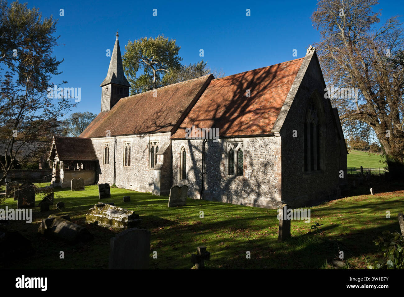 Church in the village of Ashe at the source of the River Test near ...