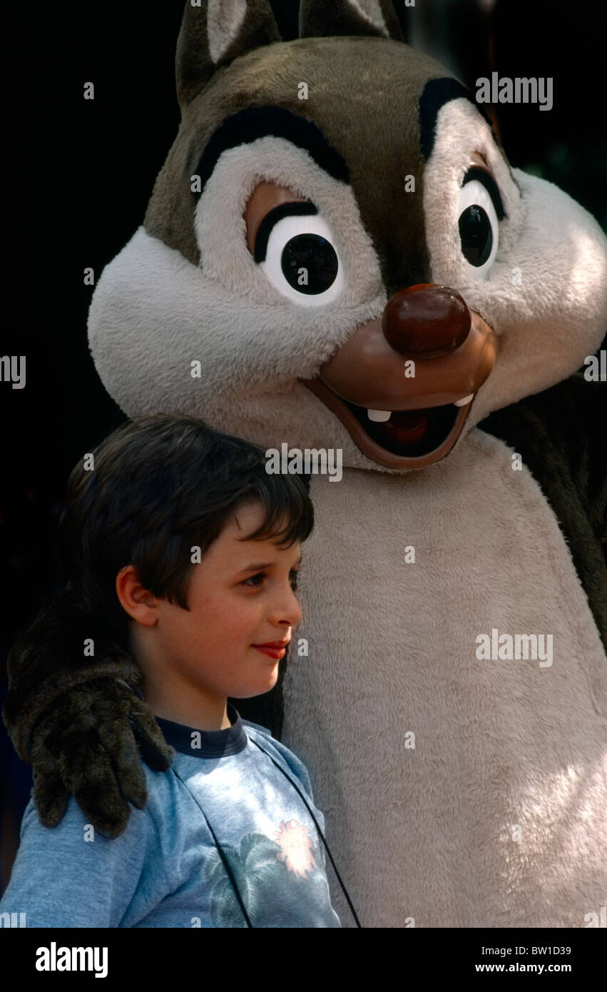 Disney World Florida USA Boy with Chipmunk Character Stock Photo - Alamy