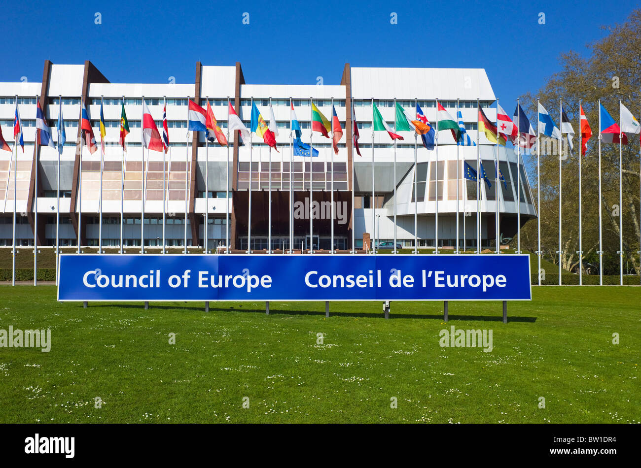 Council of Europe sign and building, Palais de l'Europe, Strasbourg ...