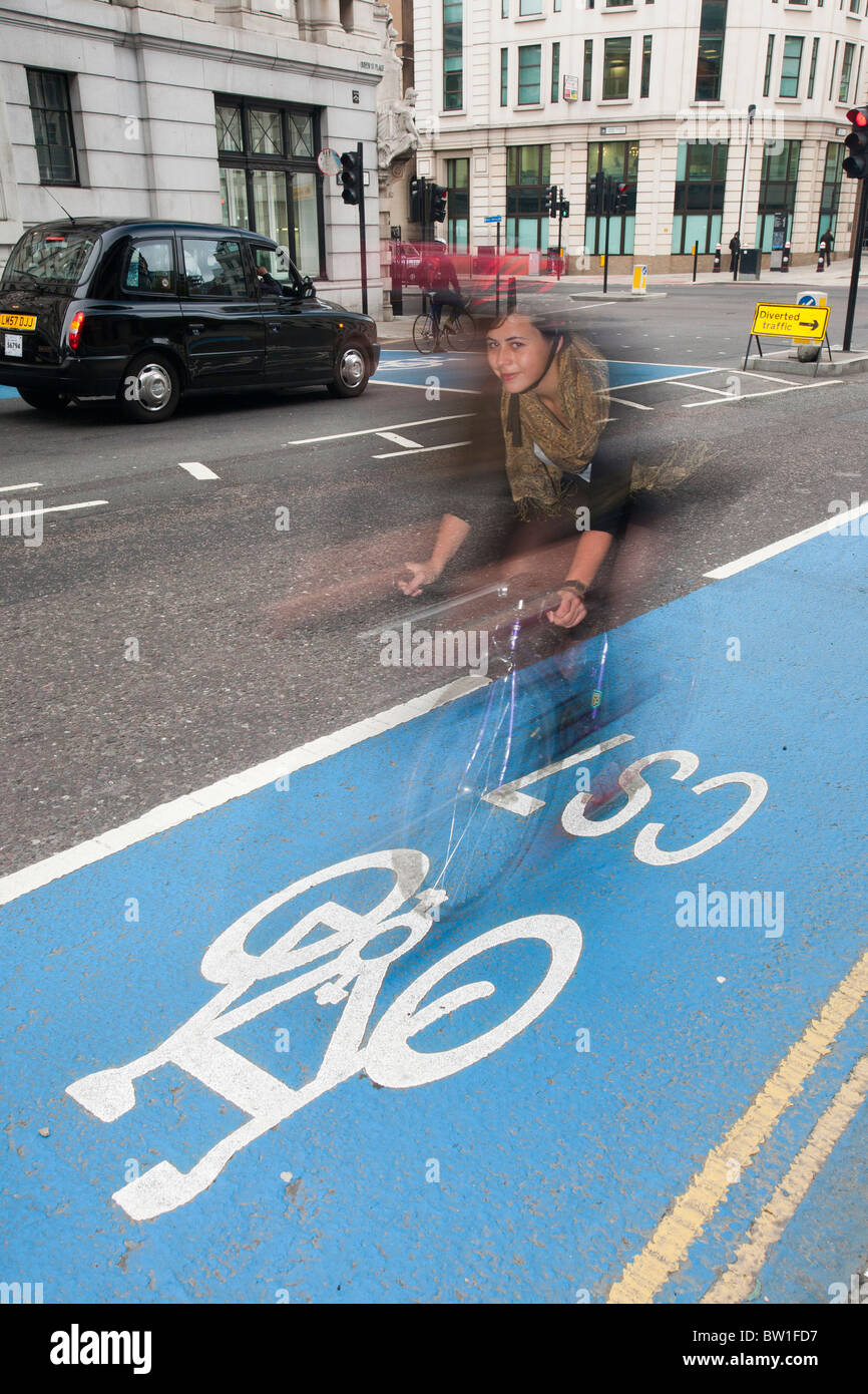 A cyclist on one of the new Cycle Superhighways, in this case the CS7 ...