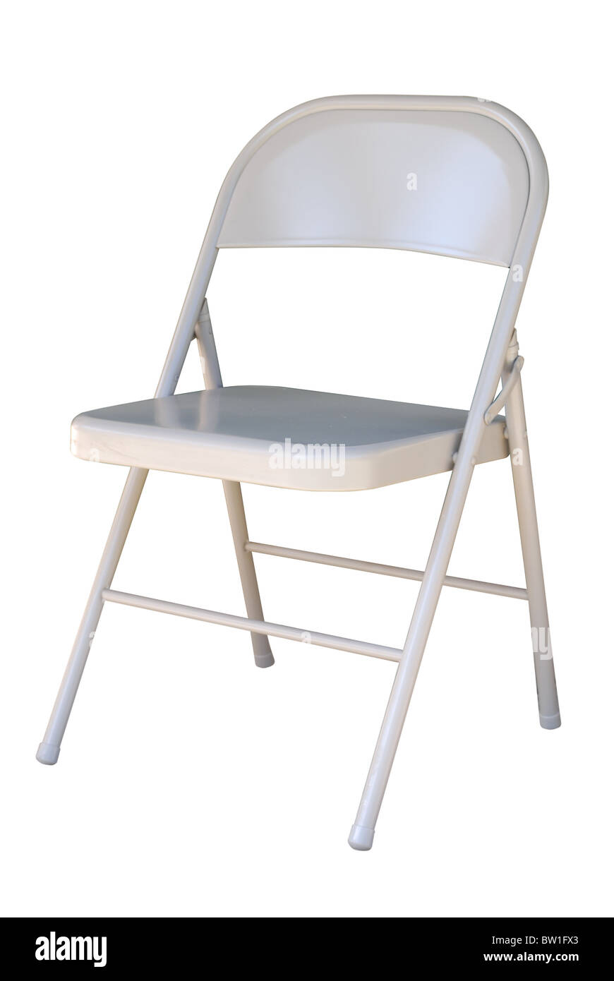 Metal folding chair isolated on white background with clipping path ...