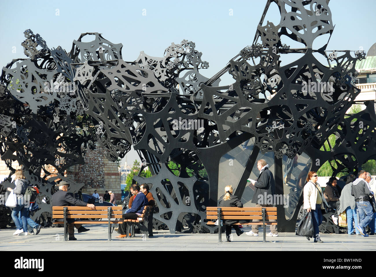 ISTANBUL, TURKEY. 'The Morning Line', a modern sculpture by Matthew ...