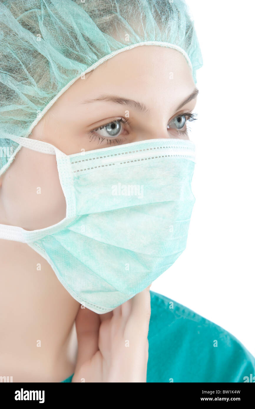 operating room nurse portrait isolated on white background Stock Photo ...