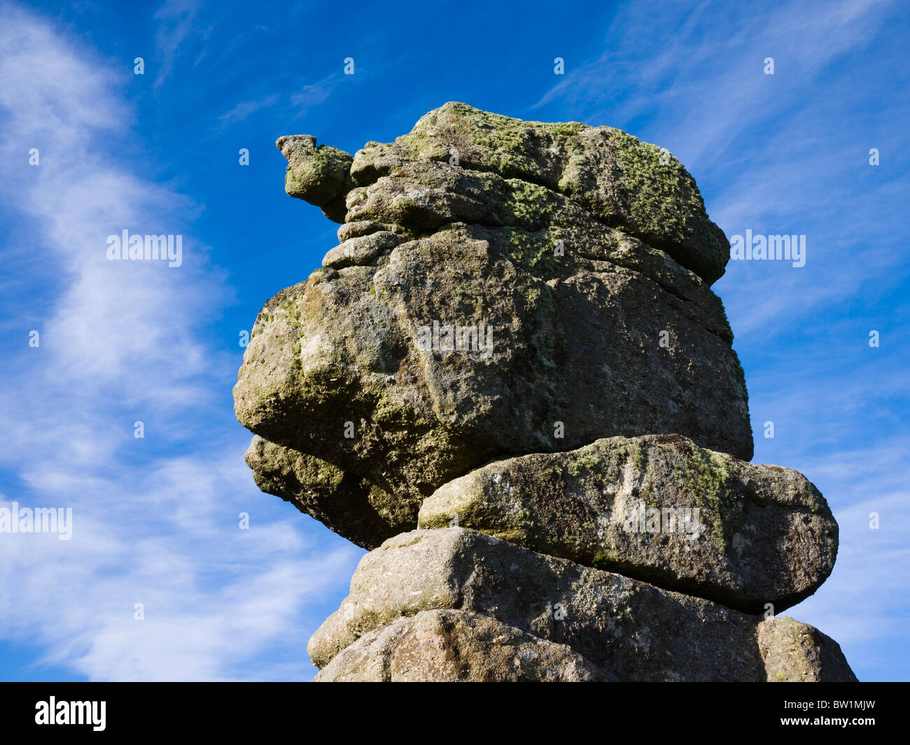 Bowermans Nose granite rock stack at Hayne Down in the Dartmoor ...