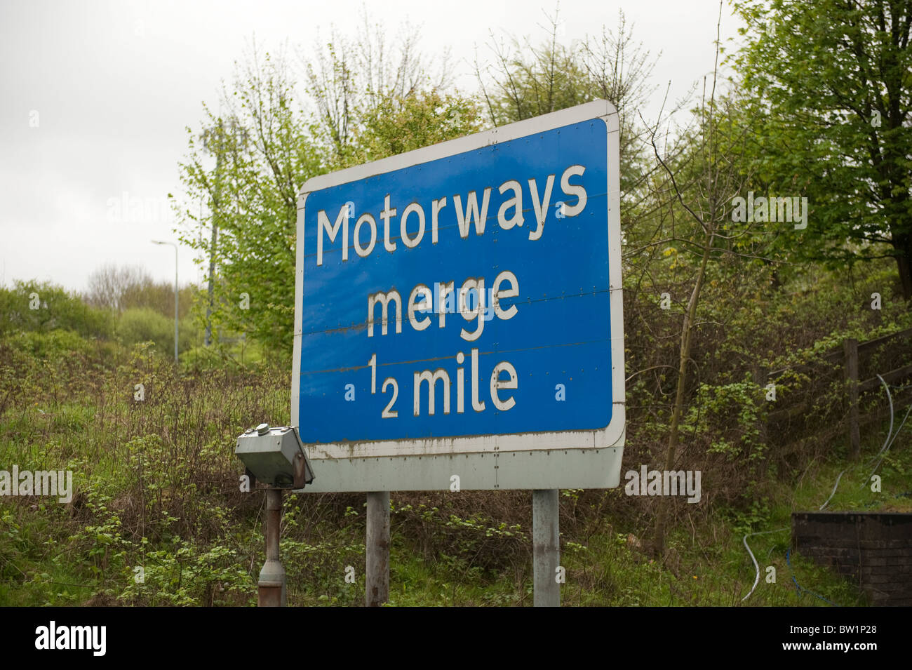 Motorways Merge 1/2 Mile Stock Photo - Alamy