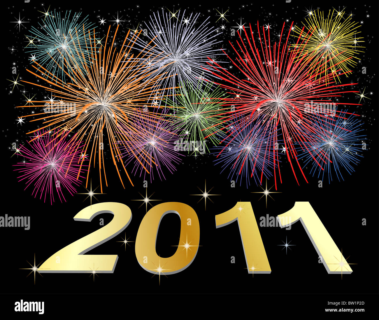 Illustration of a Happy New Year 2011 Background Stock Photo - Alamy
