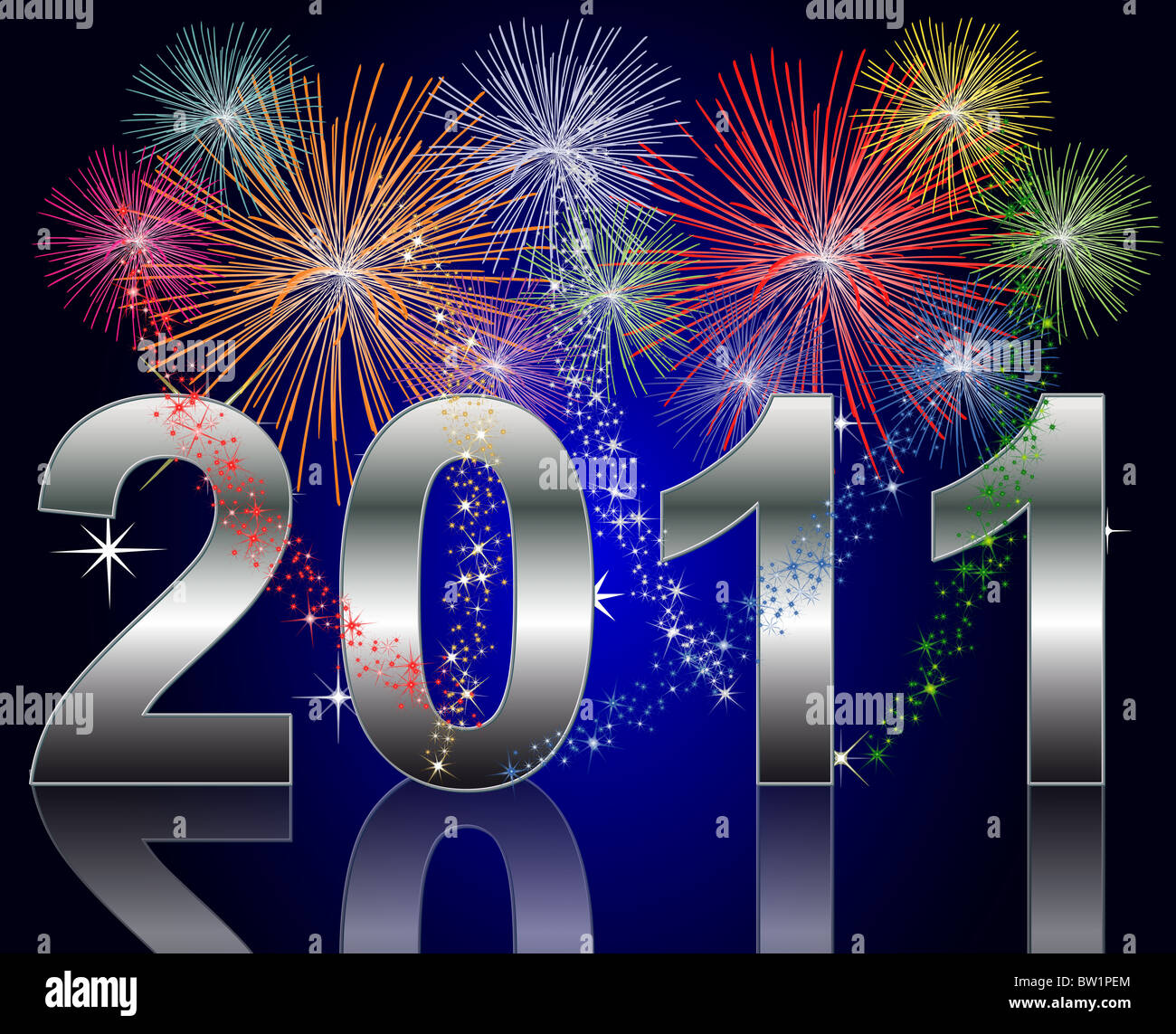 Illustration of a Happy New Year 2011 Background Stock Photo - Alamy