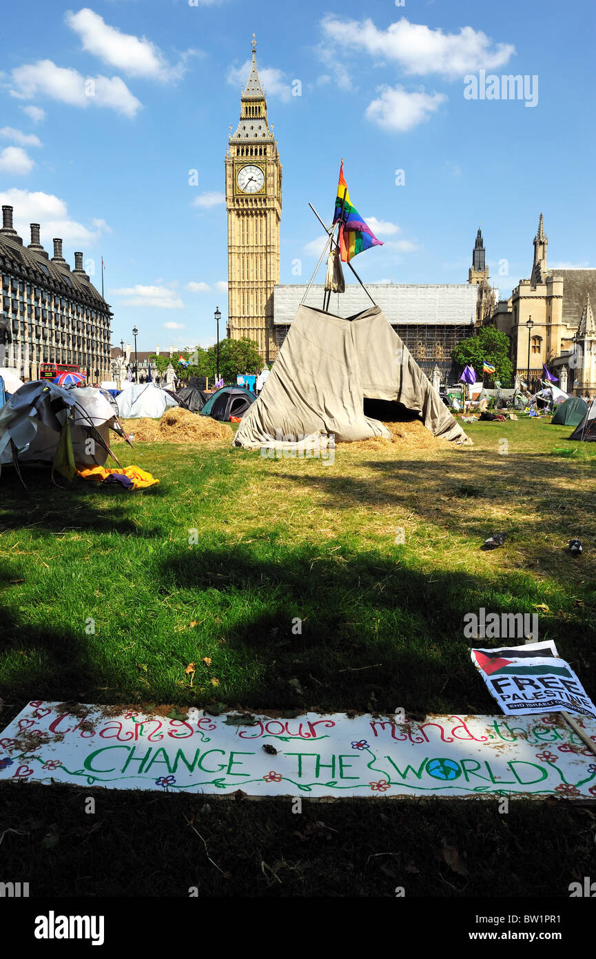 Democracy Village protest in Parliament Square, in front of the Houses ...