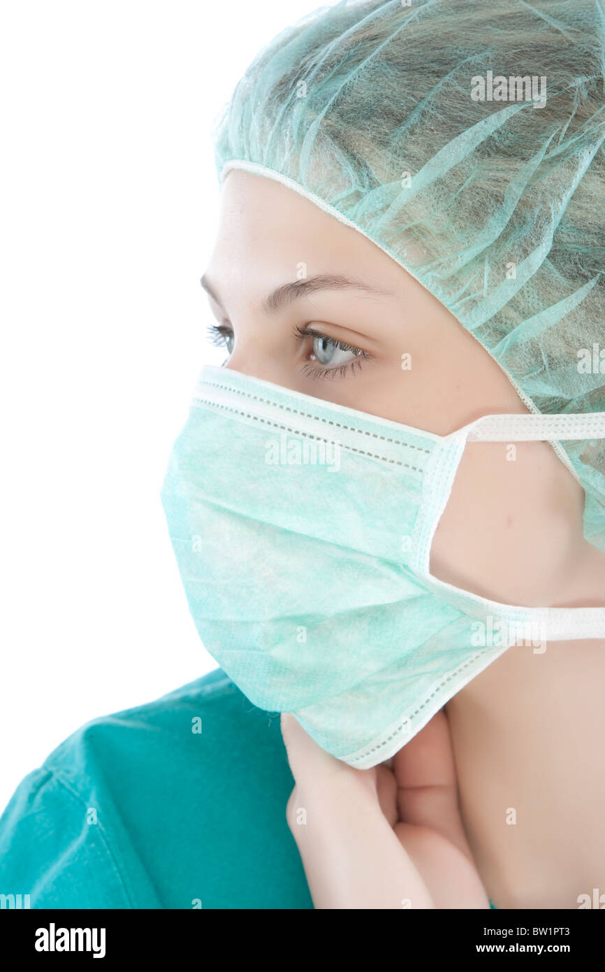 operating room nurse portrait isolated on white background Stock Photo ...