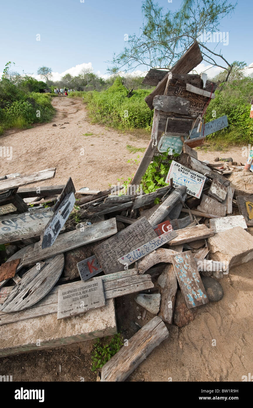 Mail drop barrel at Post Office Bay, Isla Santa Maria or Floreana ...