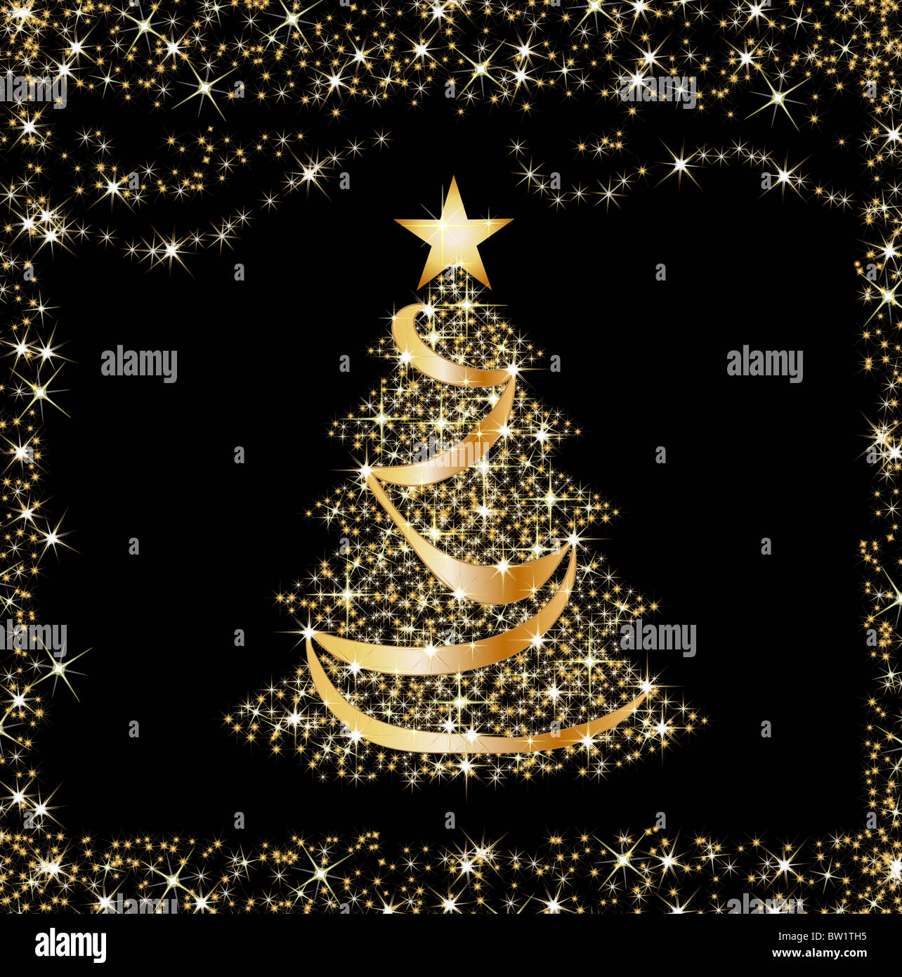 sparkling golden christmas tree Stock Photo - Alamy