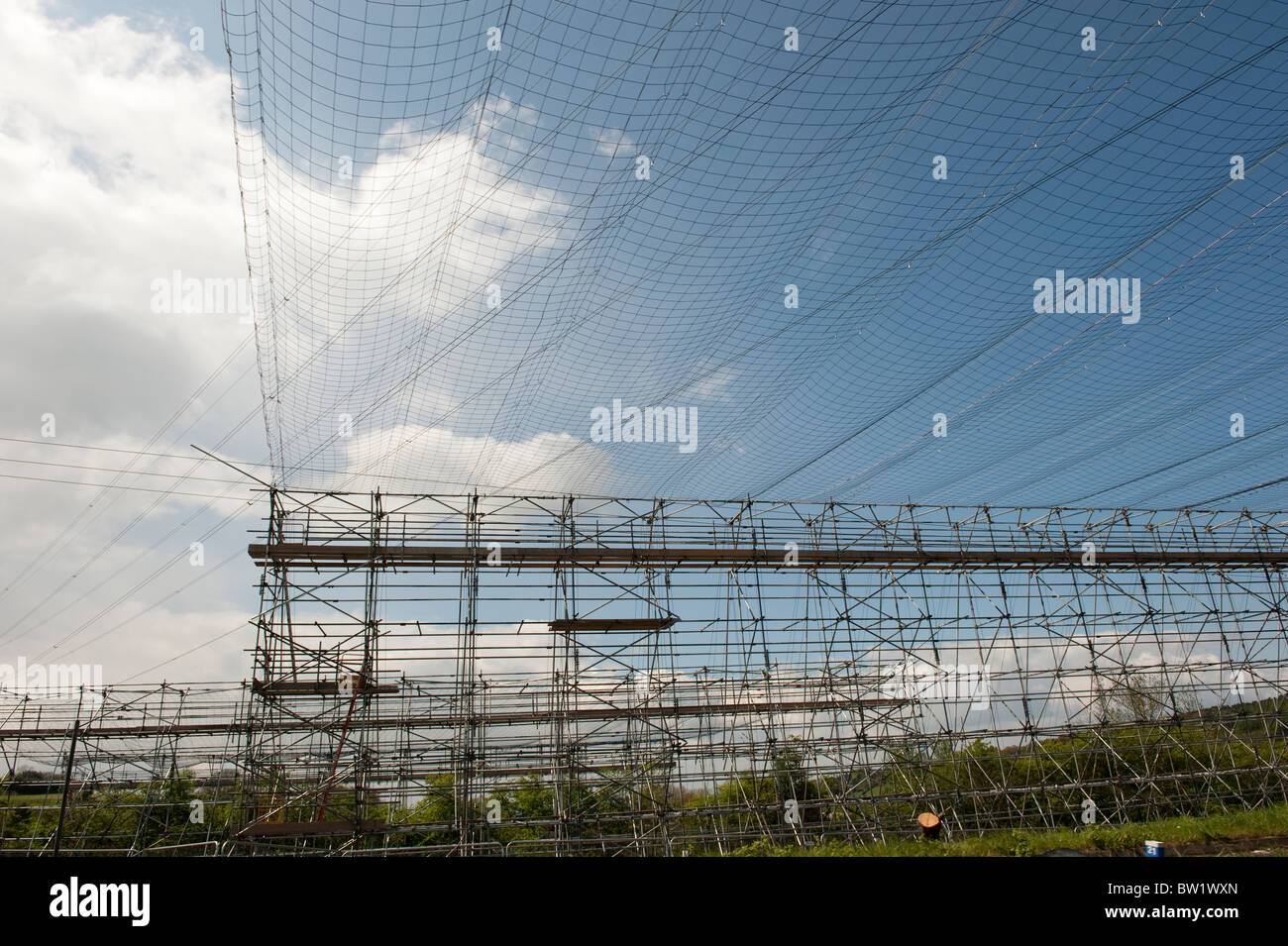 Protection Netting for Overhead High Voltage Cable Works Stock Photo ...