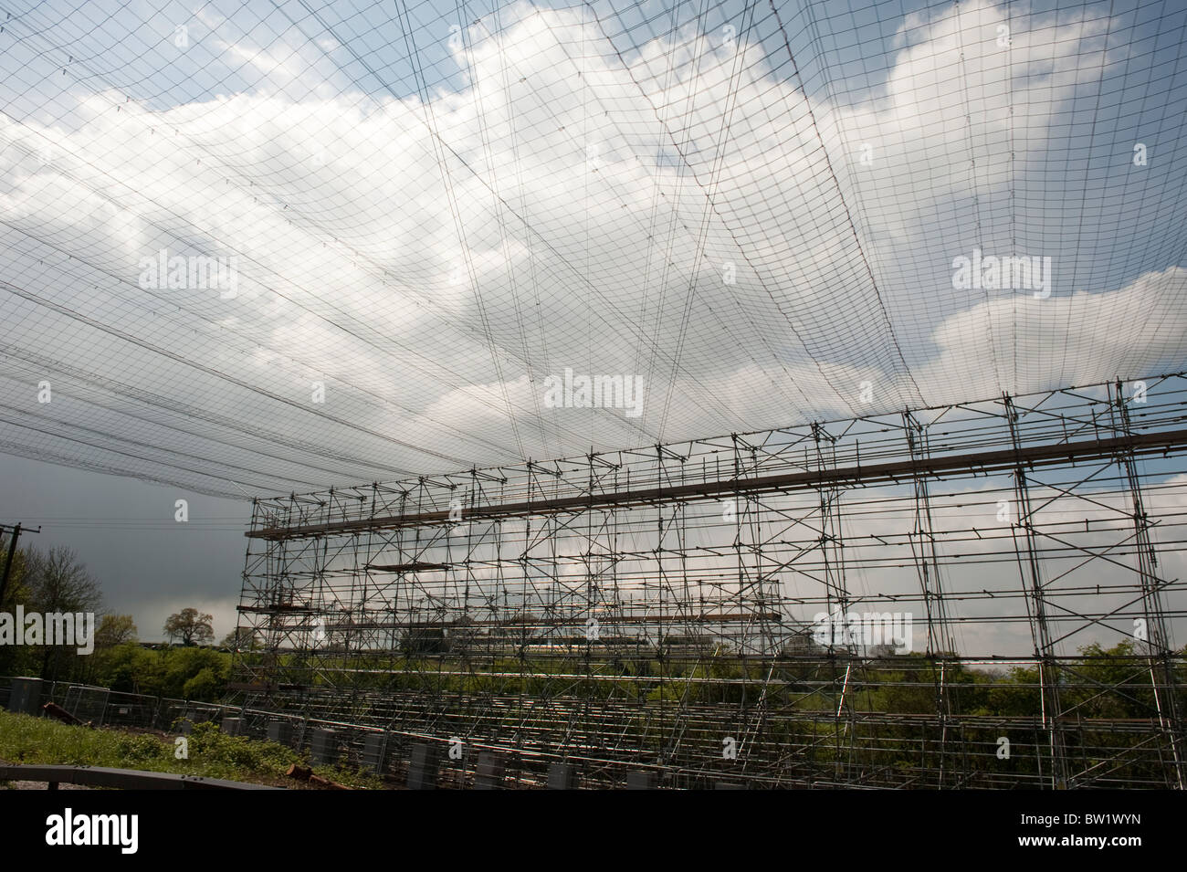 Protection Netting for Overhead High Voltage Cable Works Stock Photo ...