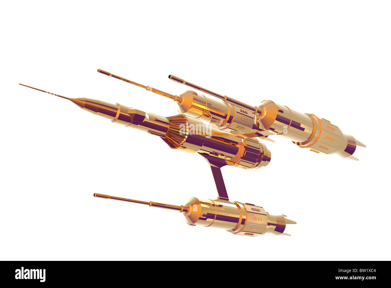 3D illustration of a golden spaceship Stock Photo - Alamy
