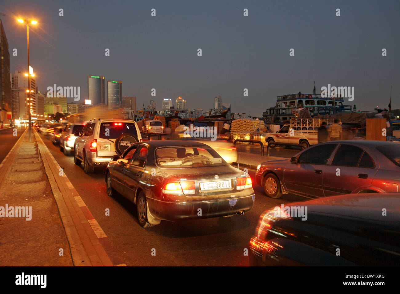 Evening rush hour, Dubai, United Arab Emirates Stock Photo - Alamy