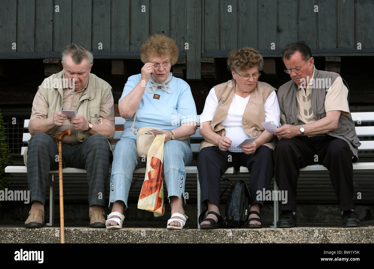 Seniors sitting on a bench, Dresden, Germany Stock Photo - Alamy