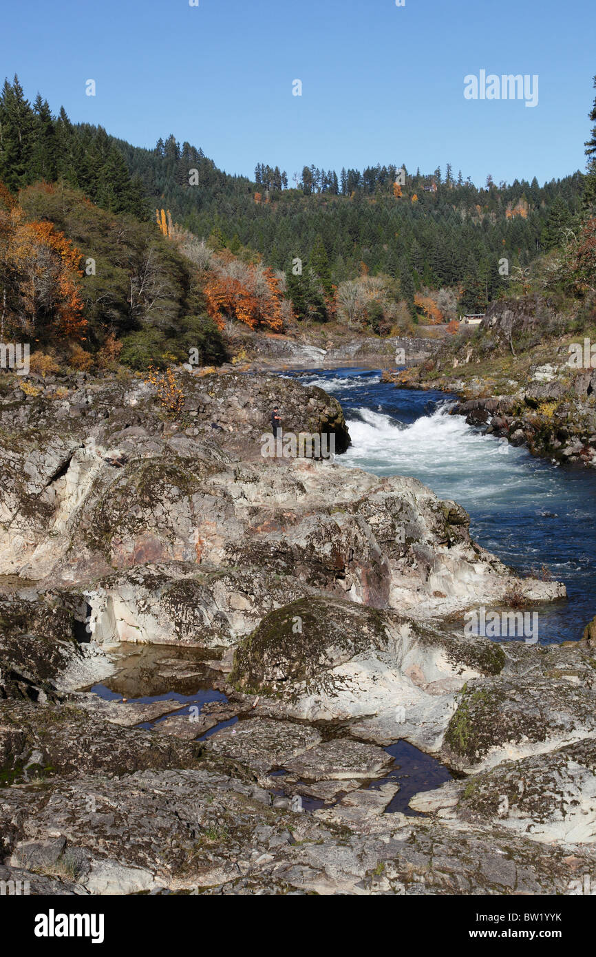 The Fall Chinook run (King Salmon) is on while a lone fisherman tries ...