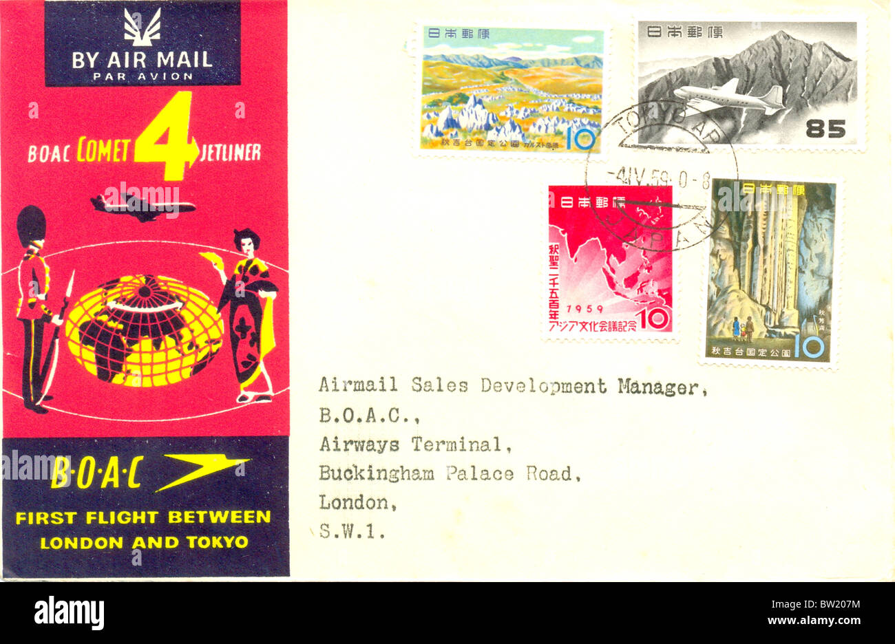 First Day Flight cover for first scheduled jet flight between London ...