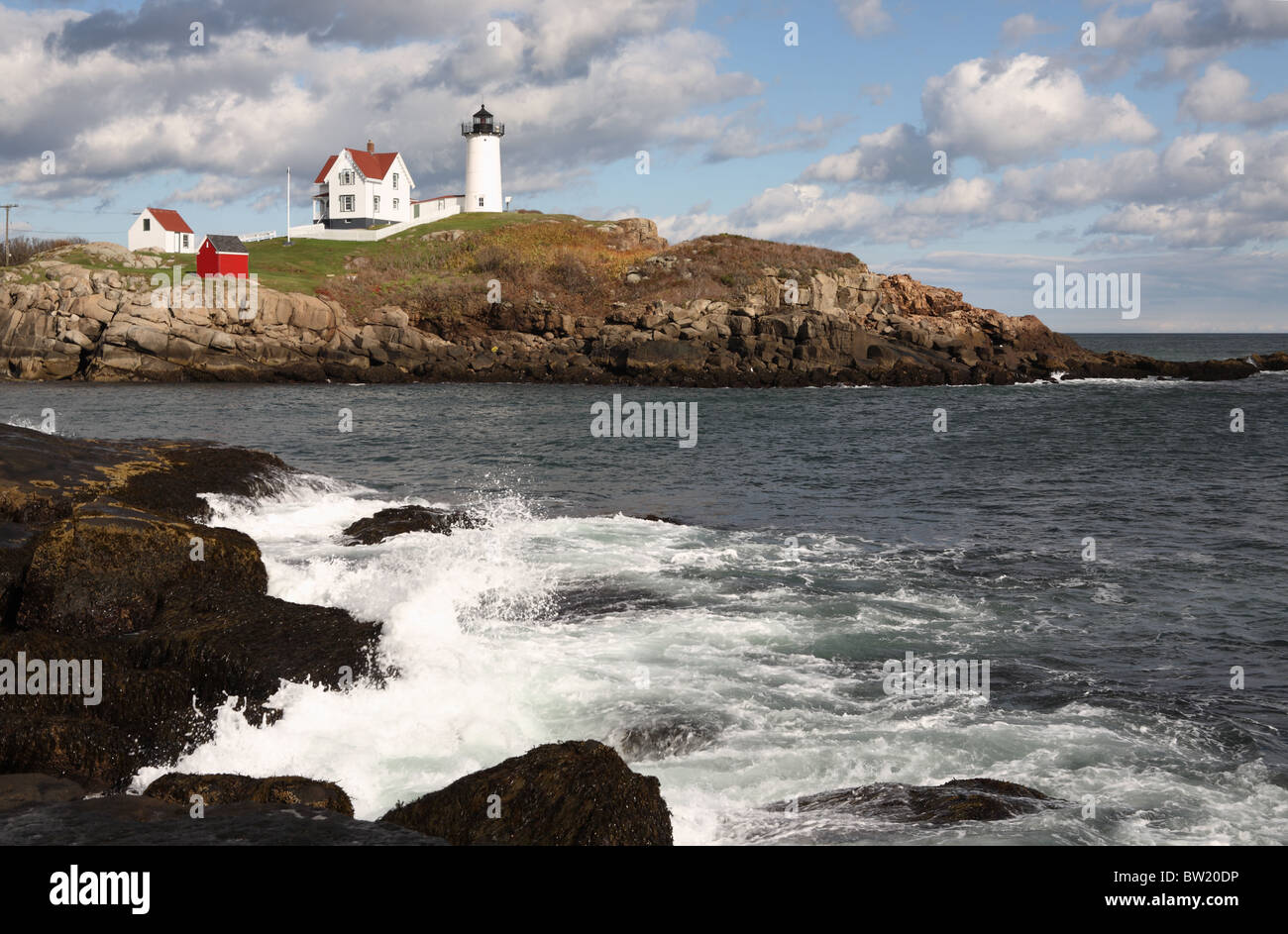 Cape Neddick Lighthouse is constructed on Nubble island and is also ...
