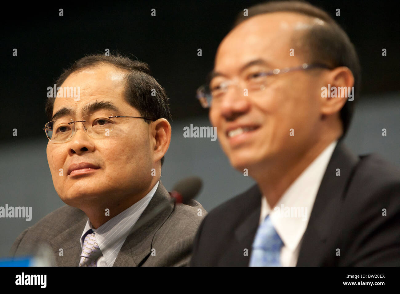 Lim Hng Kiang, Singapore's trade minister and George Yeo, Singapore's ...