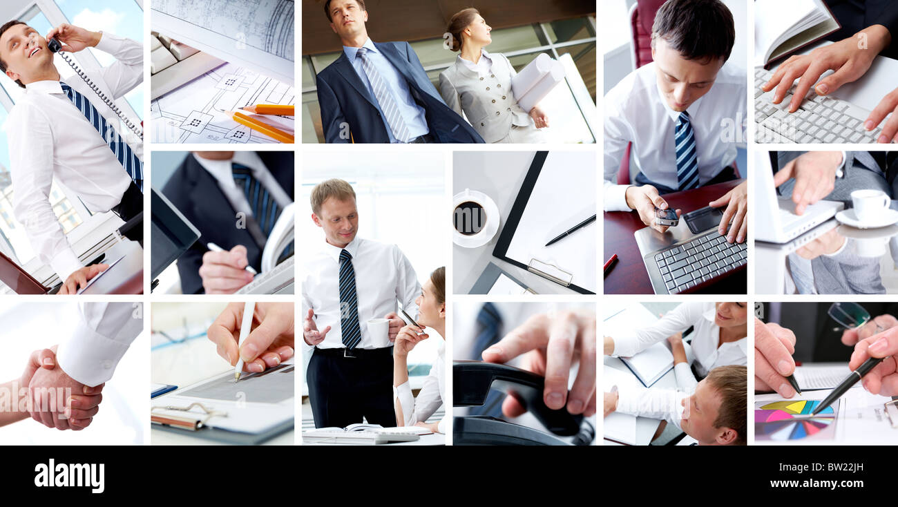 Collage of business teams, technology and partnership concepts Stock ...