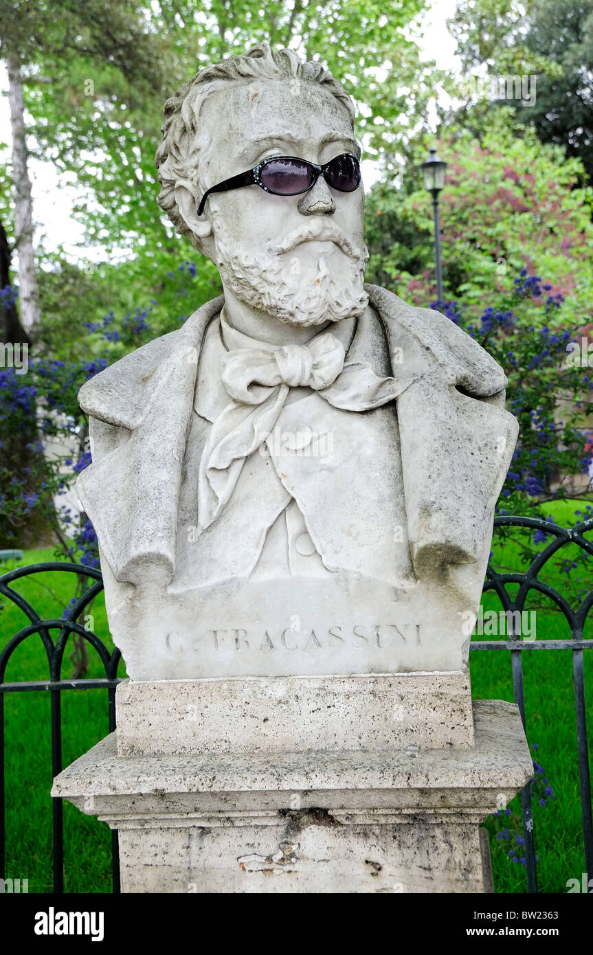 Bust of Cesare Fracassini with shades, Villa Borghese Stock Photo - Alamy