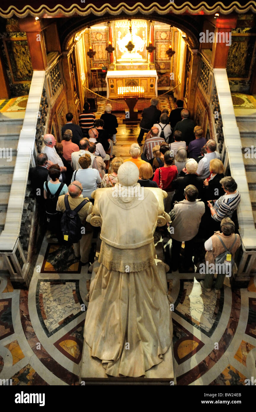Confessio with a kneeling statue of Pope Pius IX, Basilica of Santa ...