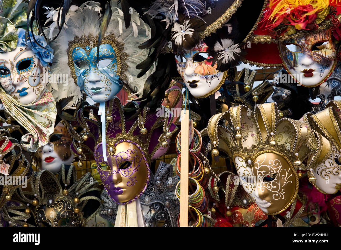 Venetian Masks stall mask costume ball venice italy Stock Photo - Alamy