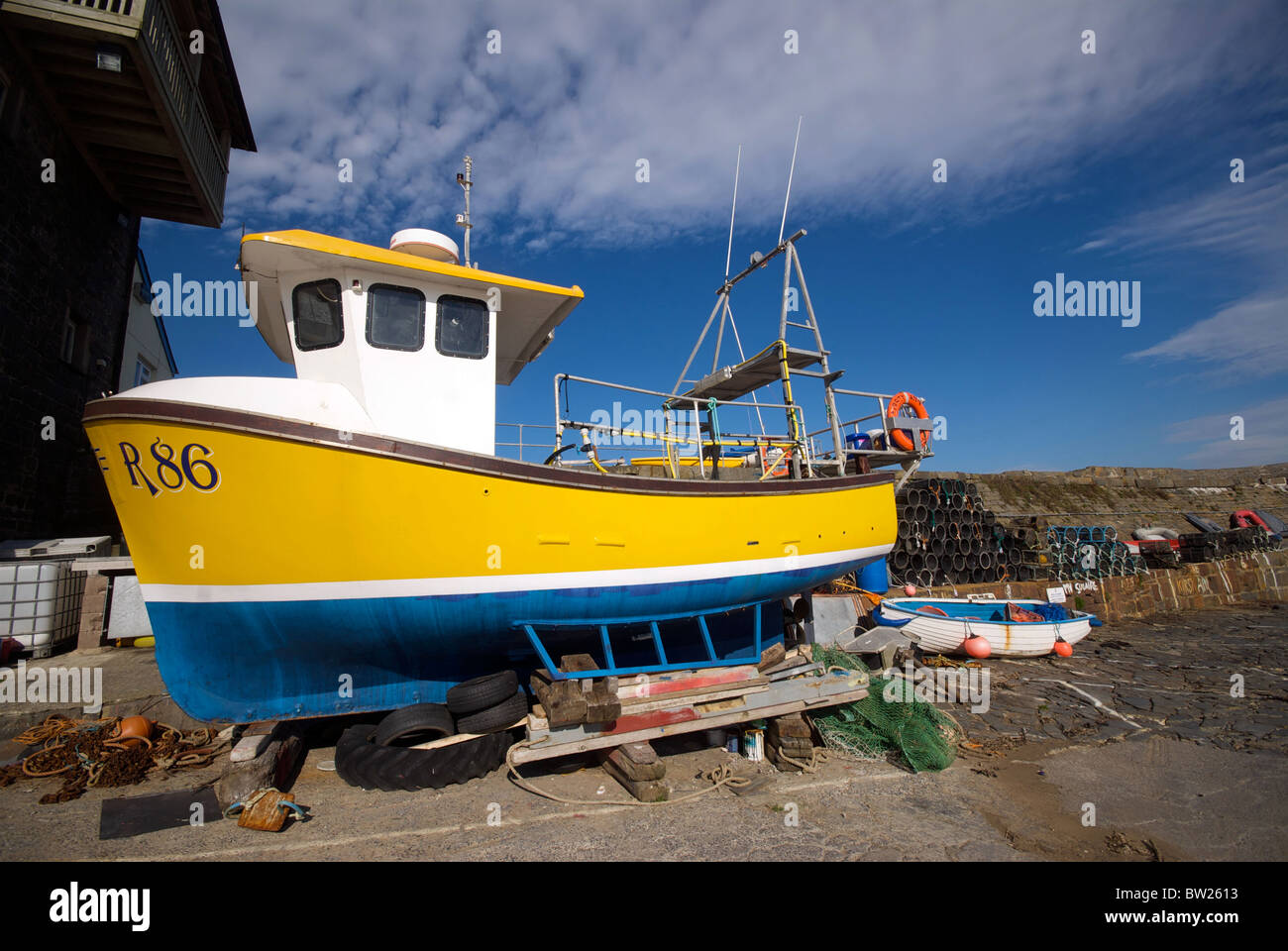 New Quay Cerdgn Wales UK Harbour Harbor Quay Sea Wall Fishing Boat ...