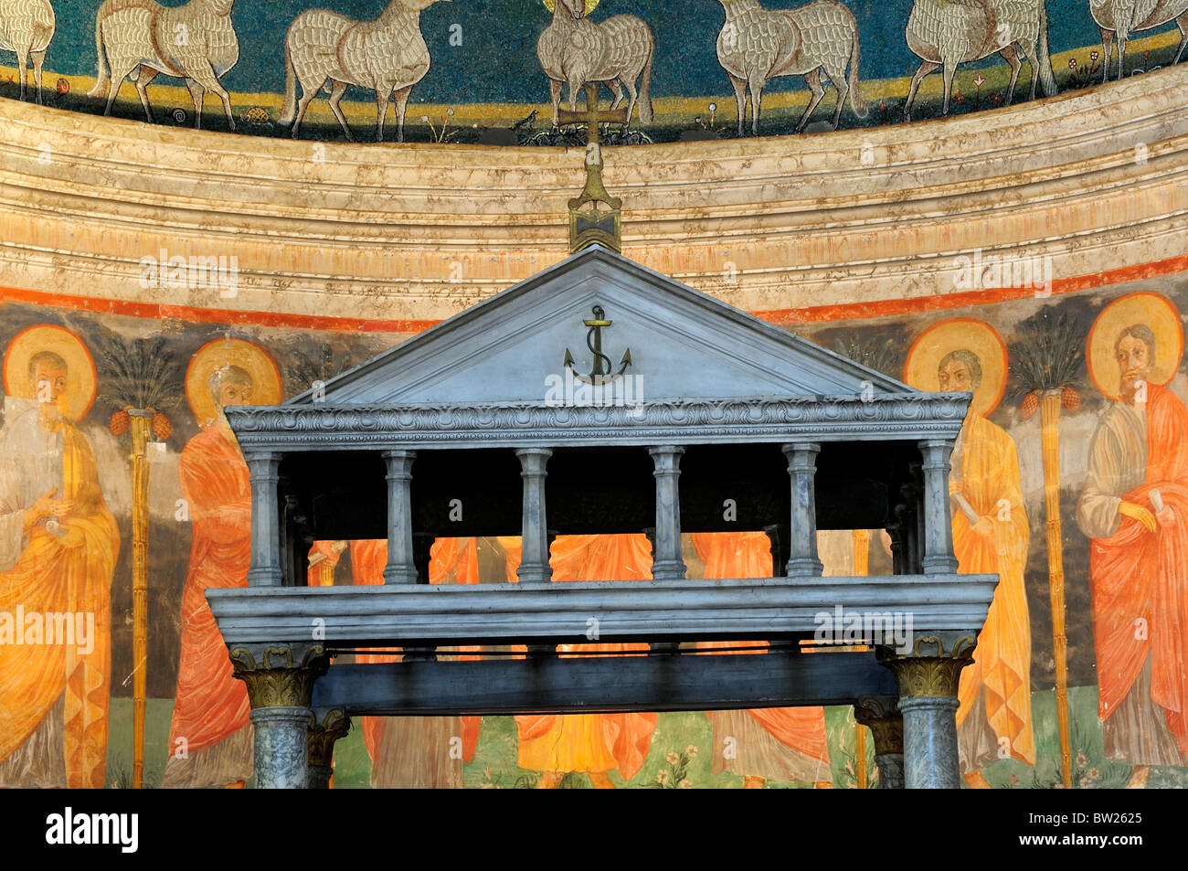 Altar canopy, Basilica San Clemente Stock Photo - Alamy