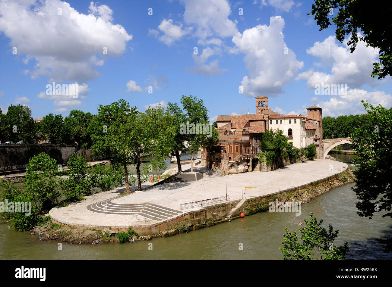 Isola Tiberina with River Tiber Stock Photo - Alamy